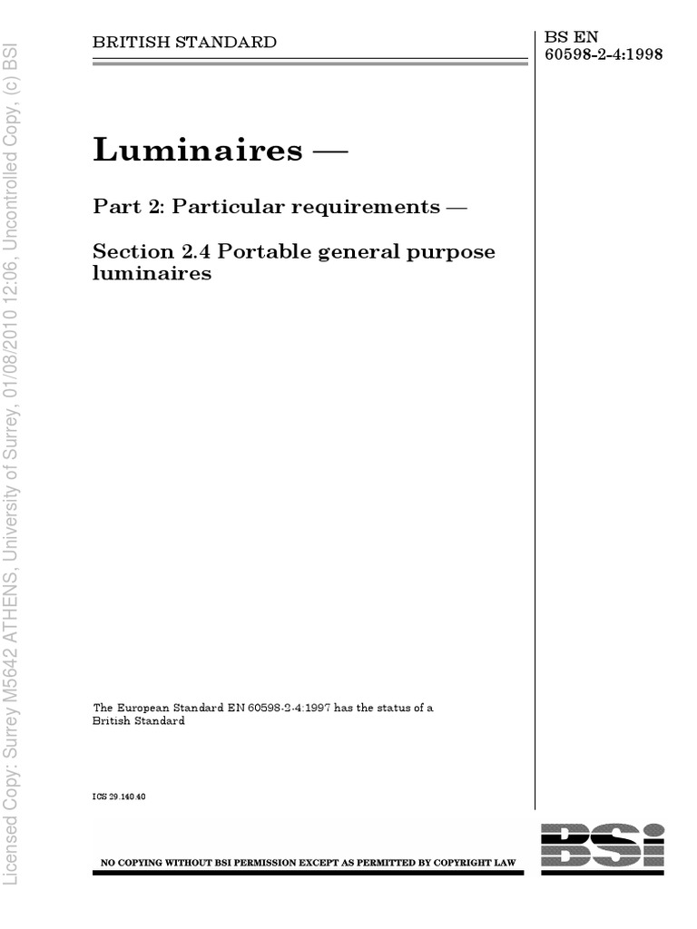 60598-2 4 | PDF | Electrical Wiring | Evaluation
