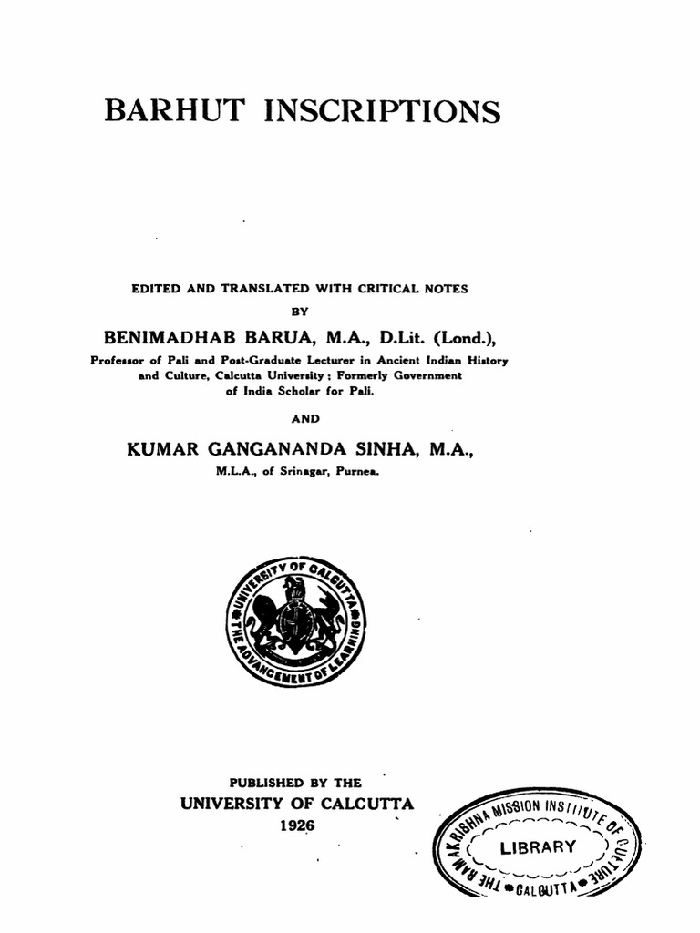Barua Barhut Inscriptions | PDF | Indian Religions | Religion And Belief
