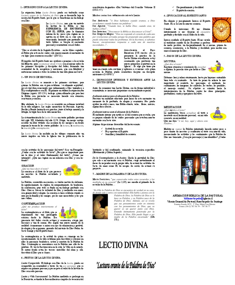 Triptico Lectio Divina | PDF | Oración | espíritu Santo