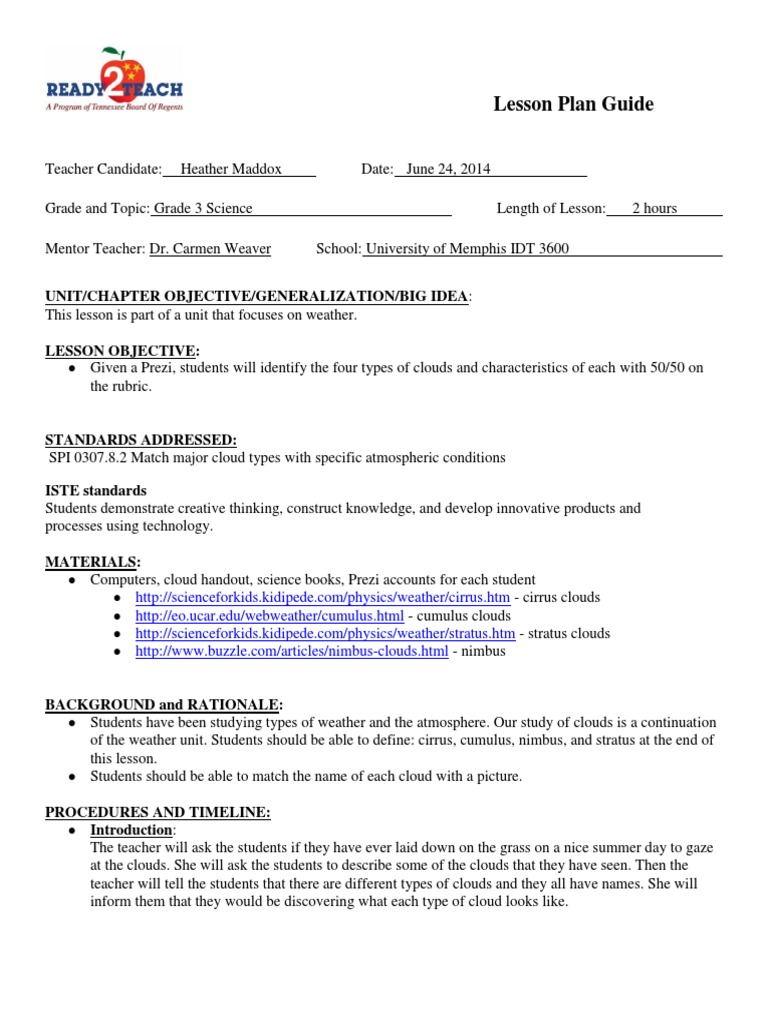 Edtpa Lesson Plan-2 | PDF | Cloud | Lesson Plan