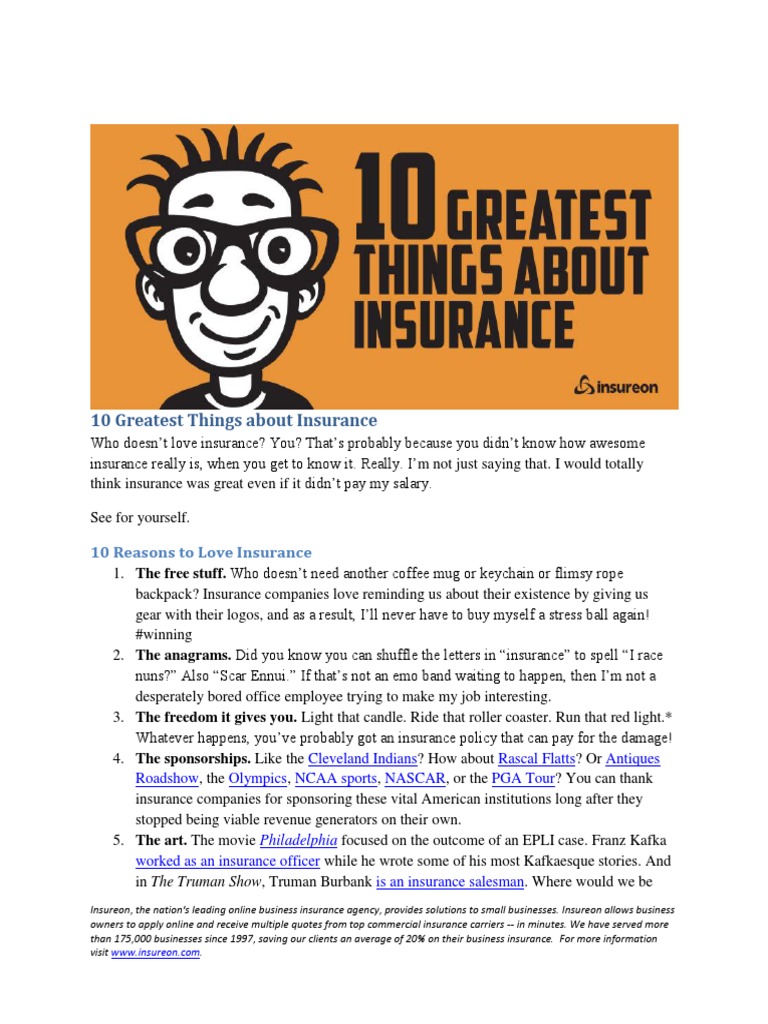10 Greatest Things About Insurance | PDF | Insurance | Leisure