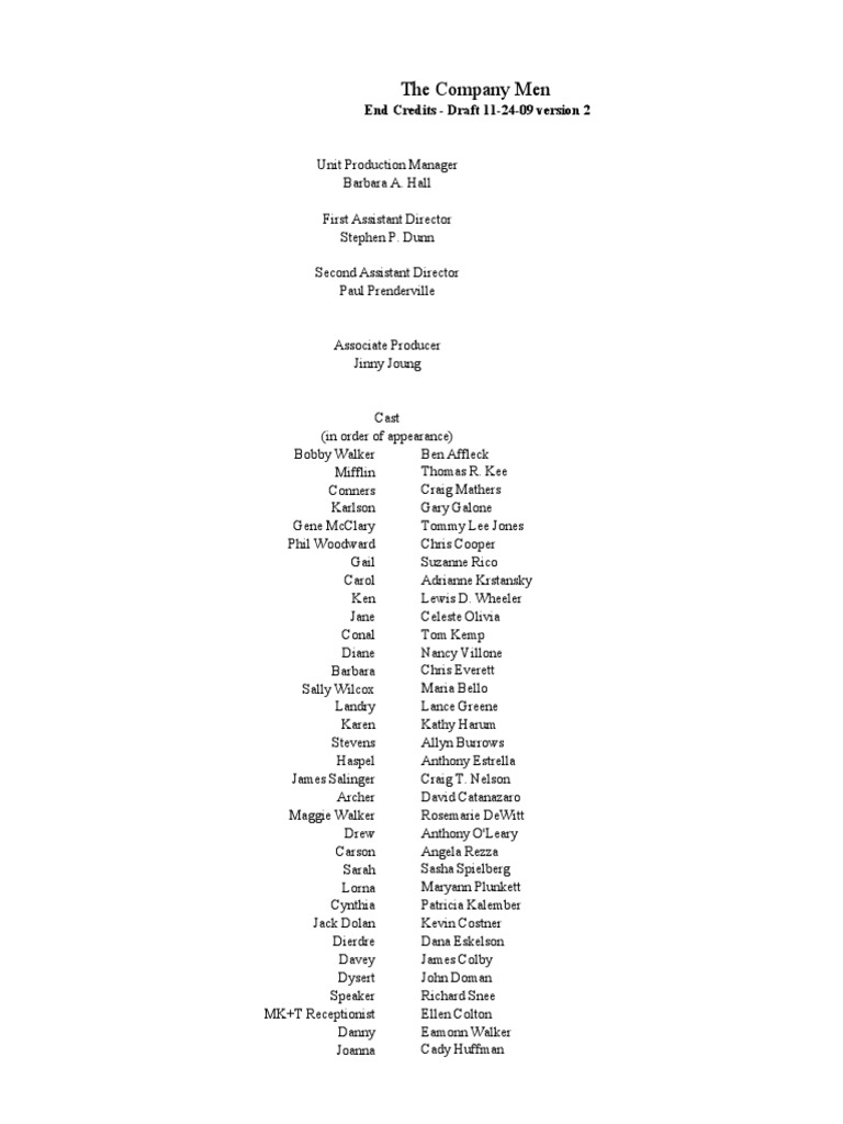 End Credits 11-24-09 Version 2 | PDF