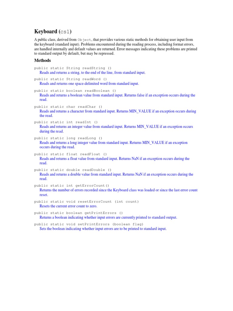 Java Keyboard Input Utilities | PDF