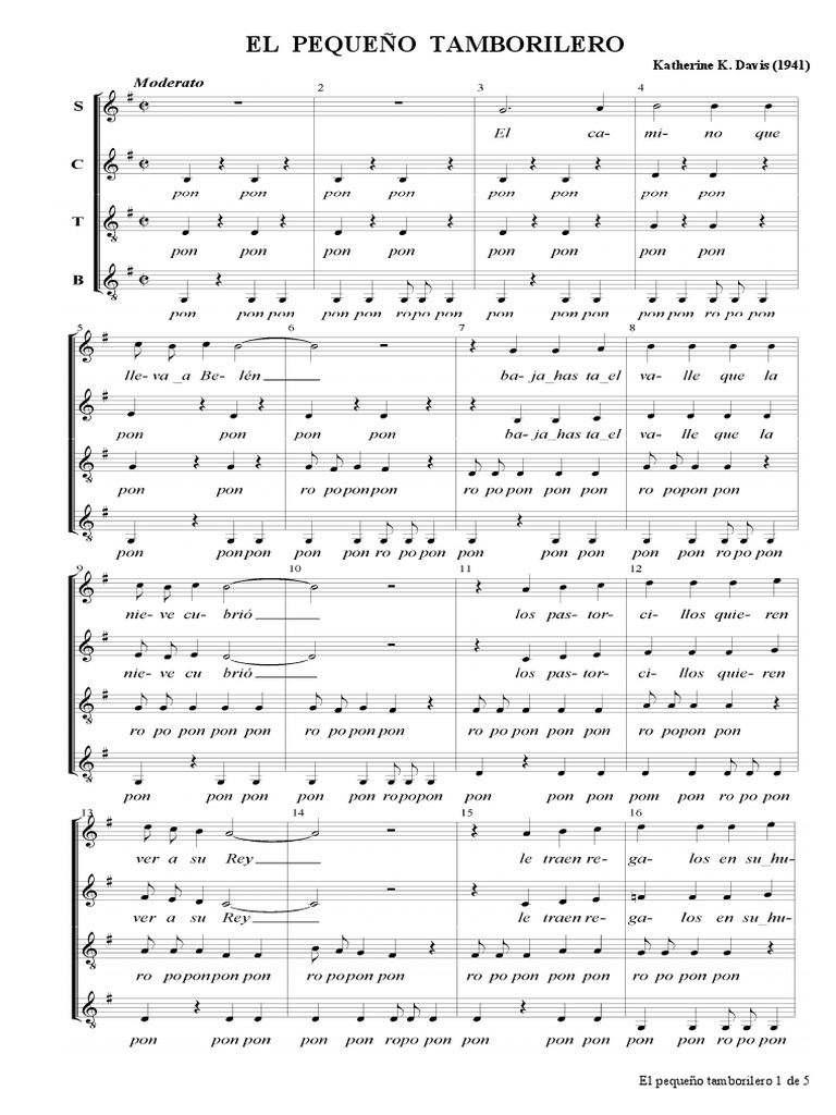 El Pequeño Tamborilero PARTITURA | PDF | Hogar, jardinería y bricolaje ...