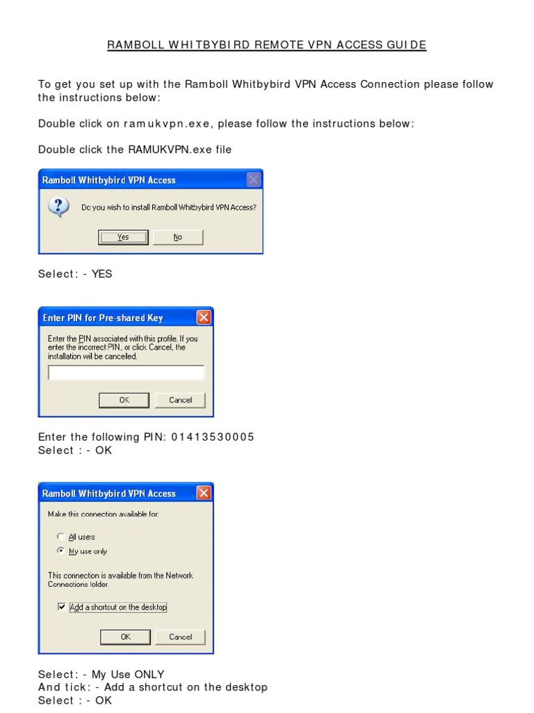 Ramboll Whit by Bird Remote VPN Access Guide | PDF | Remote Desktop ...