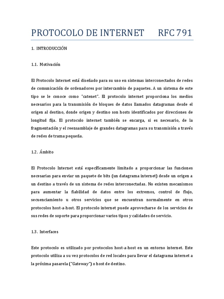 Ip - RFC 791 | PDF | Protocolos de internet | Internet