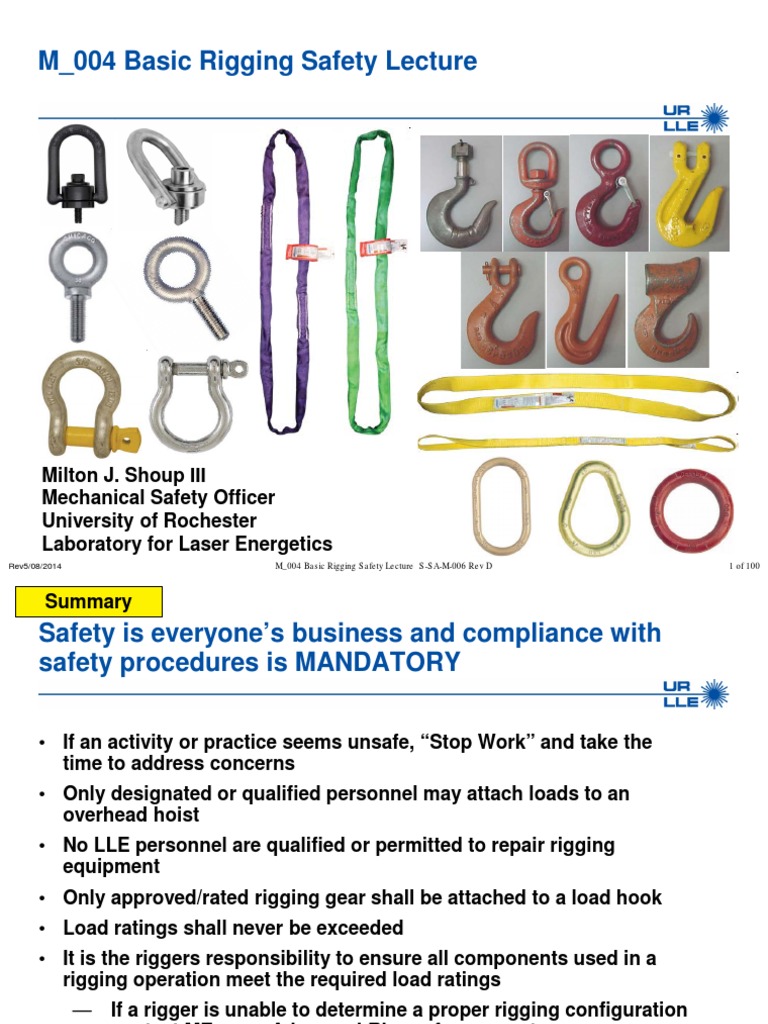 Basic Rigging Safety Lecture - M004 - May 2014 | PDF | Computers ...