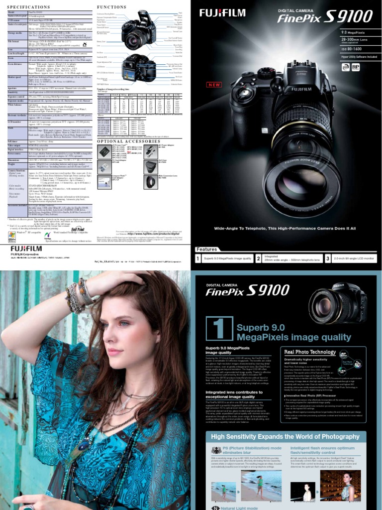 S 9100 Brochure | PDF | Zoom Lens | Exposure (Photography)