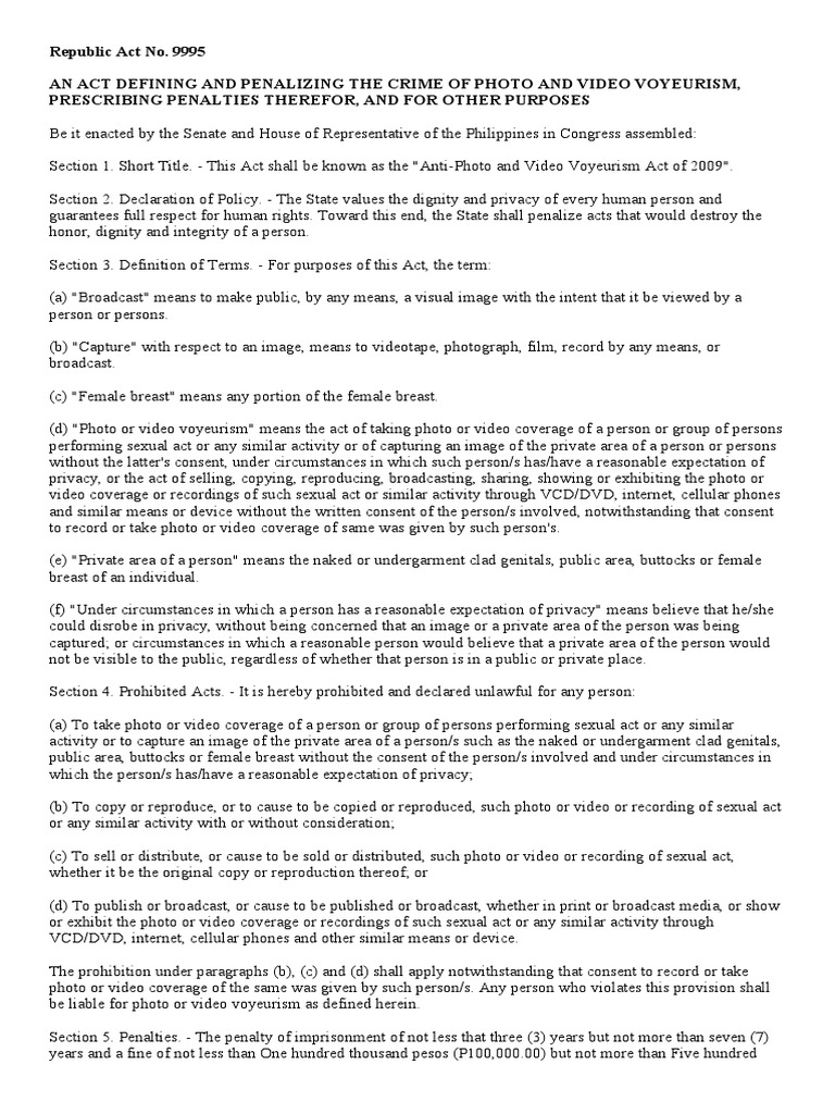 Republic Act No 9995 | PDF | Crime & Violence | Crime Thriller