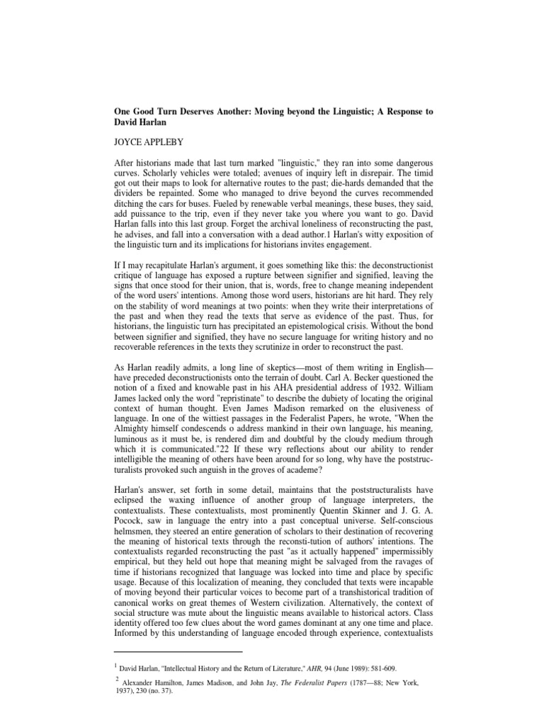 One Good Turn Deserves Another | PDF | Discourse | Deconstruction