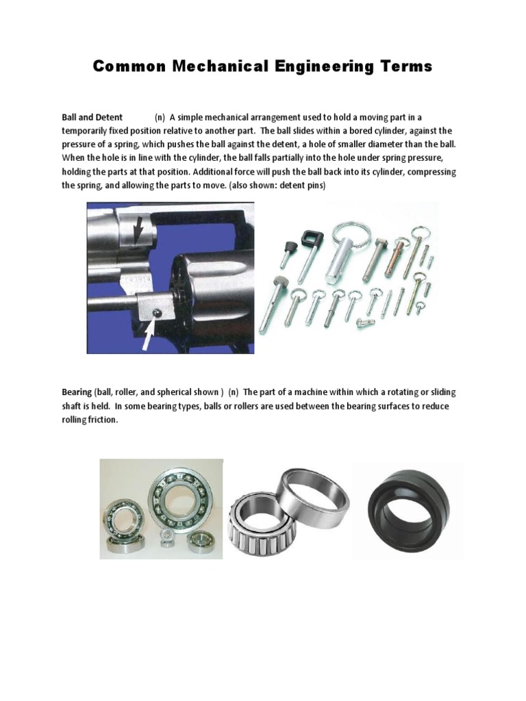 Common Mechanical Engineering Terms: Ball and Detent | PDF | Machines ...