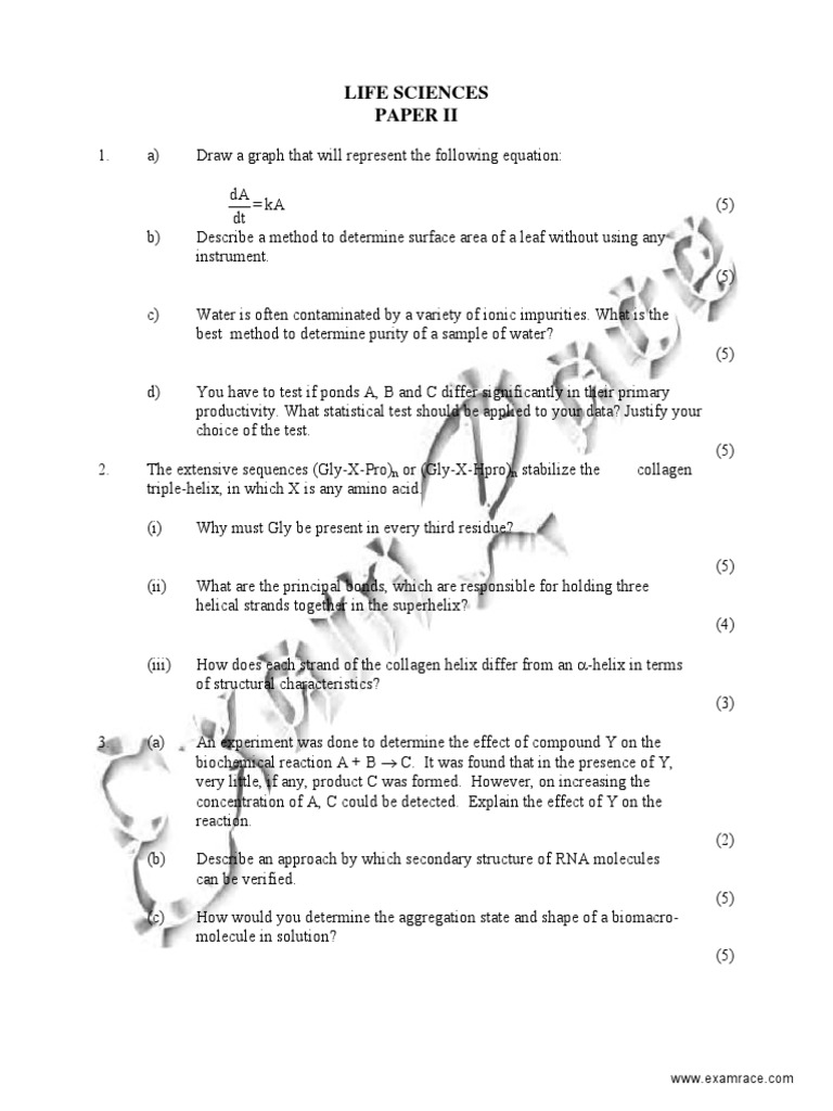 CSIR Life Sciences Paper 2 Model Questions | PDF | Ribosomal Rna | Dna ...