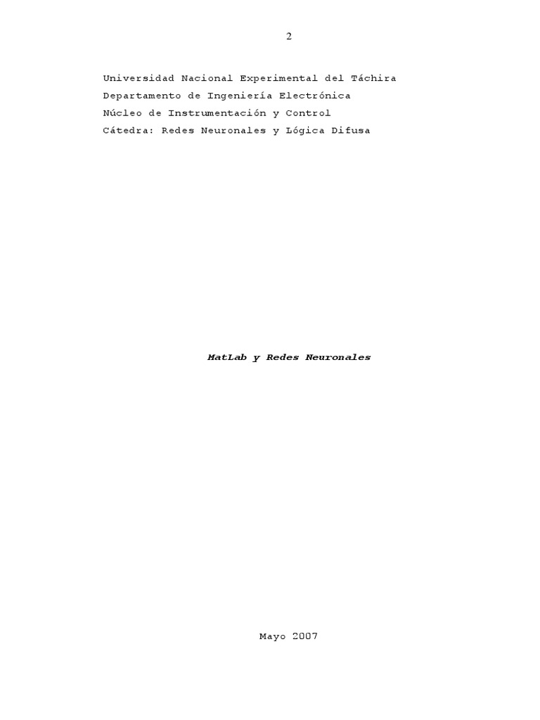 Matlab y Redes Neuronales | PDF | Matriz (Matemáticas) | Red de ...
