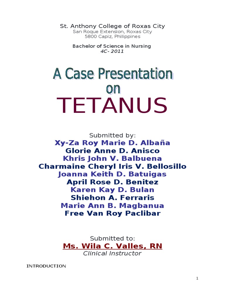 Tetanus Case Study | Download Free PDF | Neuron | Motor Neuron