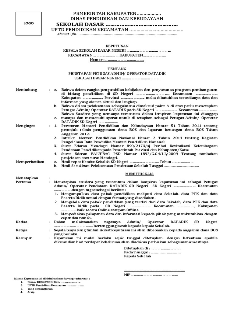 Contoh SK Operator | PDF