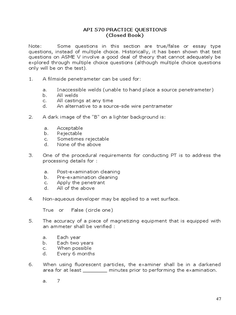 Api 570 Practice Questions (Closed Book) | PDF