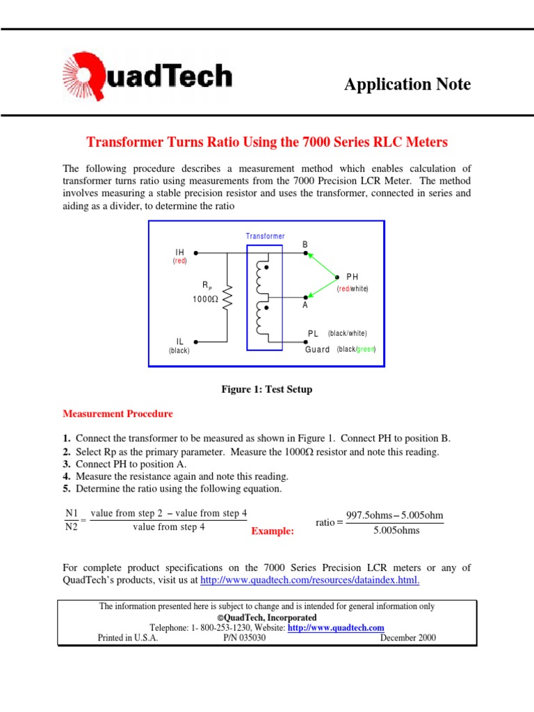 Transformer Ratio with 7000 RLC Meters | PDF