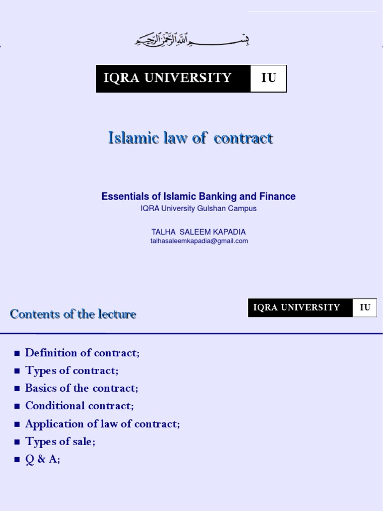 Understanding Islamic Contract Law | PDF | Islamic Banking And Finance ...