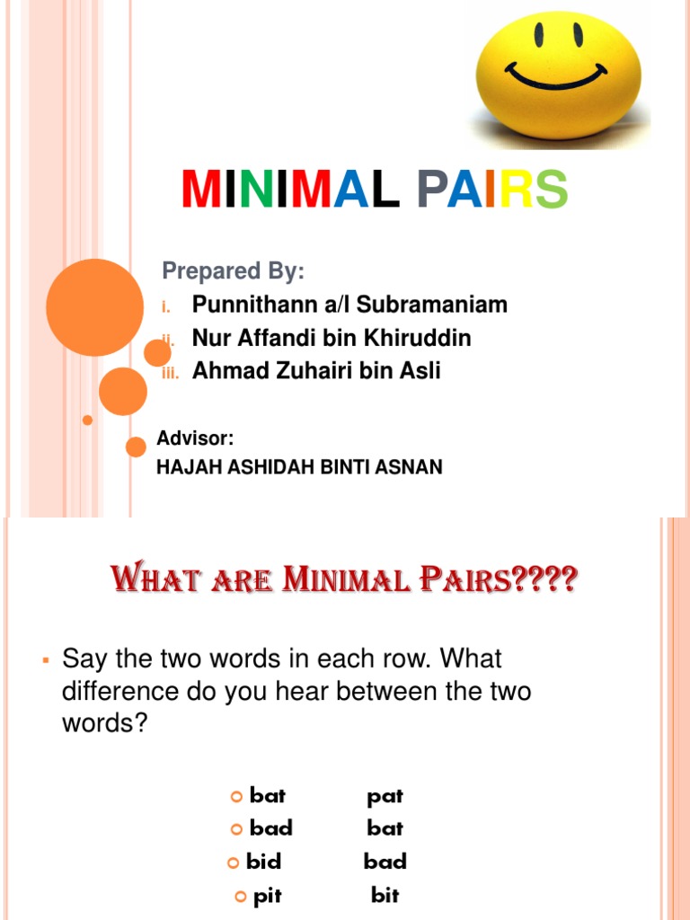 Minimal Pairs Presentations | Philology | Language Arts & Discipline