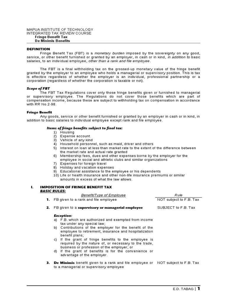 Fringe Benefit Tax | PDF | Employee Benefits | Expense