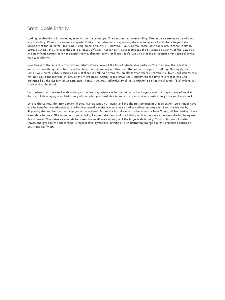 Exploring Small Scale Infinity in Physics | PDF | Philosophy | Science ...