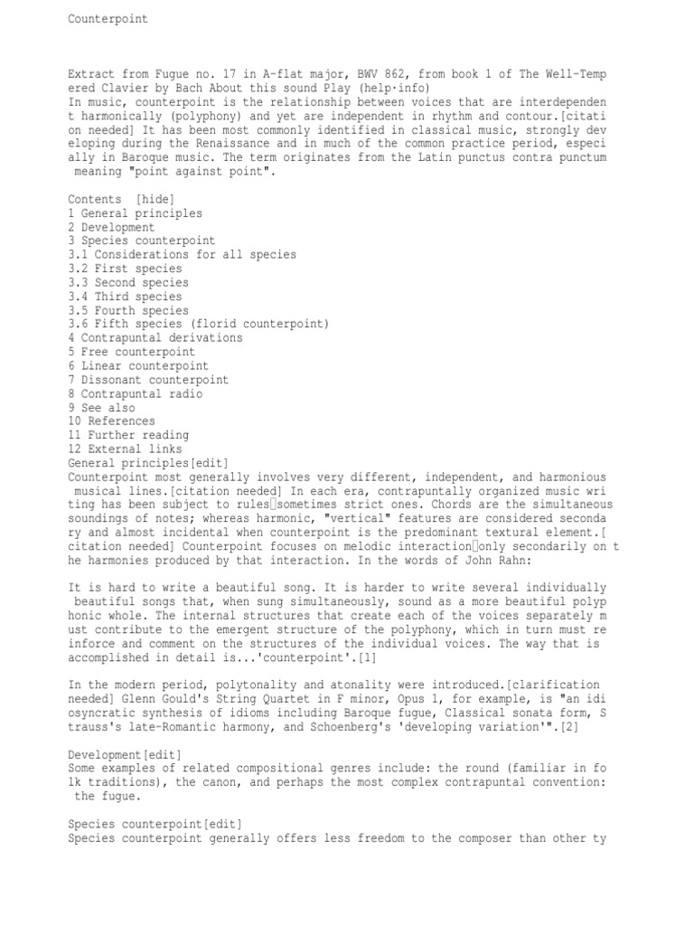 Counterpoint | PDF | Harmony | Elements Of Music