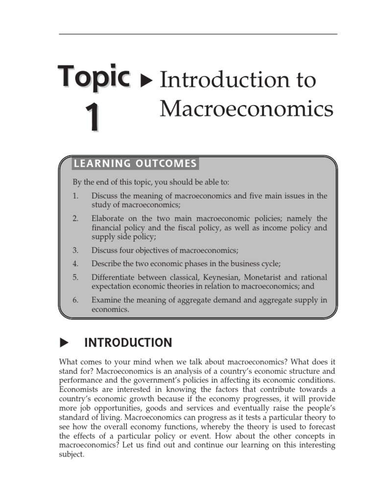 Topic 1 Introduction To Macroeconomics PDF | Macroeconomics | Inflation