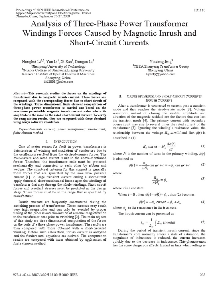 Short Circuit Current Forces PDF | PDF | Transformer | Magnetic Field