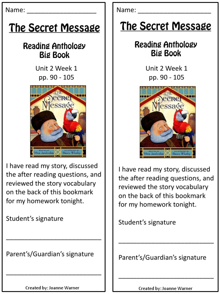 Secret Message Reading Anthology Guide | PDF | Foreign Language Studies ...