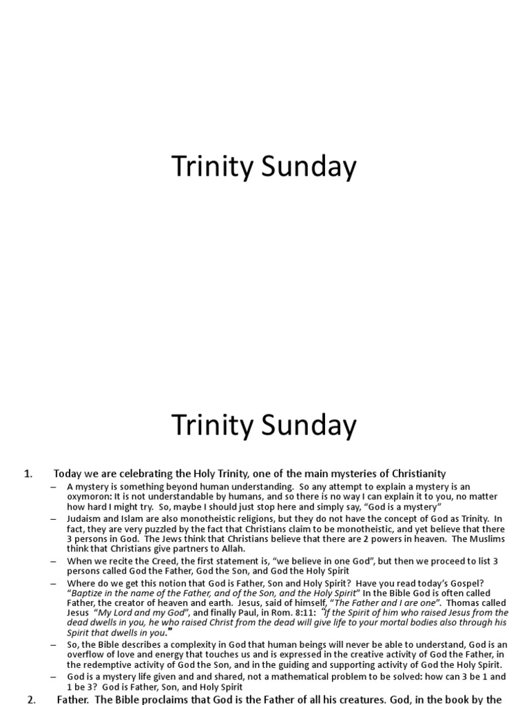 Trinity Sunday A | PDF | God The Father | Trinity