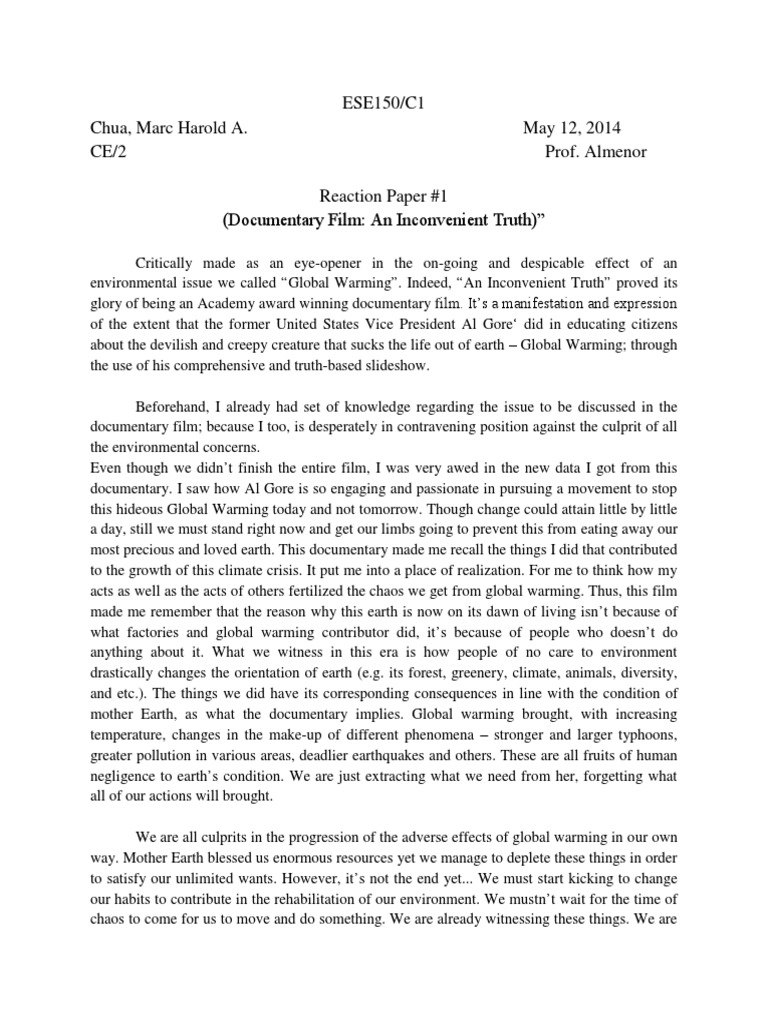 Reaction Paper #1 | PDF | Environmental Science | Natural Environment