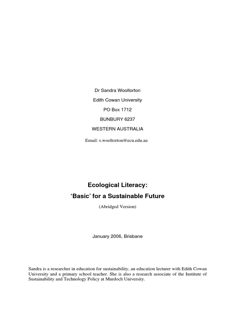 Ecological Literacy - Basic For A Sustainable Future | PDF ...