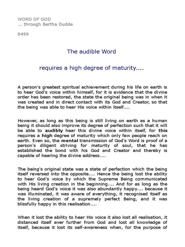 8499 The Audible Word Requires A High Degree of Maturity.... | PDF ...