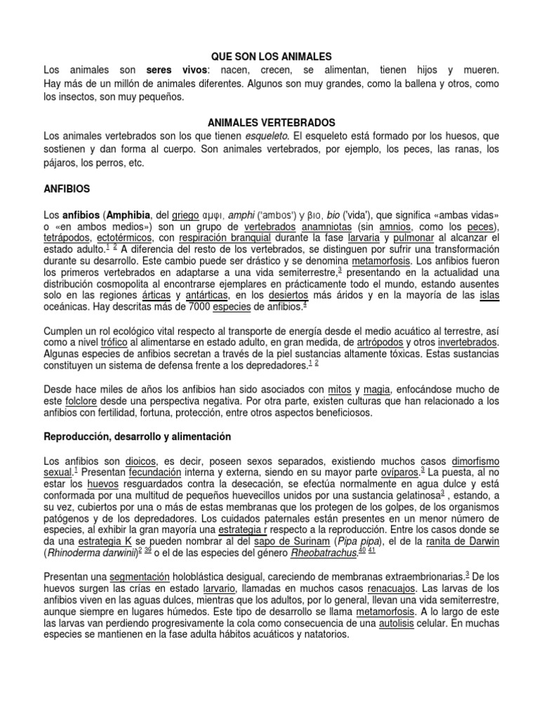 Animales Vertebrados e Invertebrados | PDF | Reptil | Anfibio