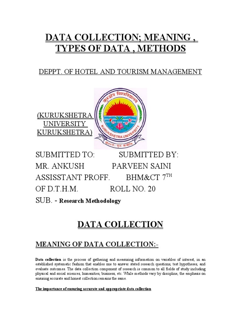Data Collection Meaning, Types of Data, Methods: Deppt. of Hotel and ...