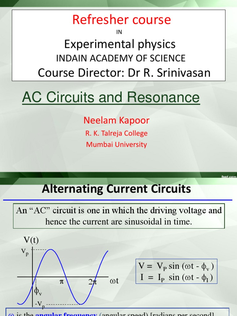 Experimental Physics: Refresher Course | PDF | Electrical Impedance | Inductor