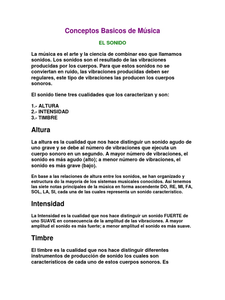 Conceptos Basicos de Música | PDF | Sonido | Ritmo