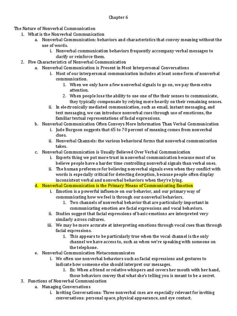 Interpersonal Communications Chapter 6 | PDF | Nonverbal Communication ...