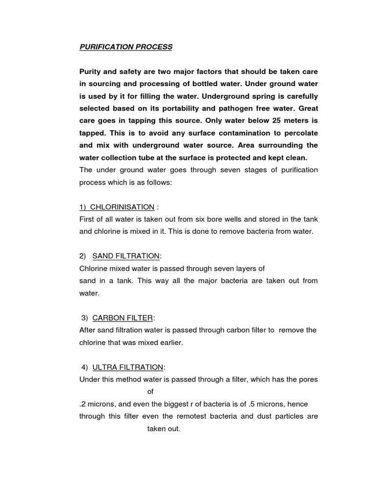 Purification Process | PDF | Water Purification | Filtration