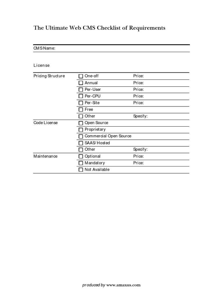 Web CMS Checklist | PDF | World Wide Web | Internet & Web