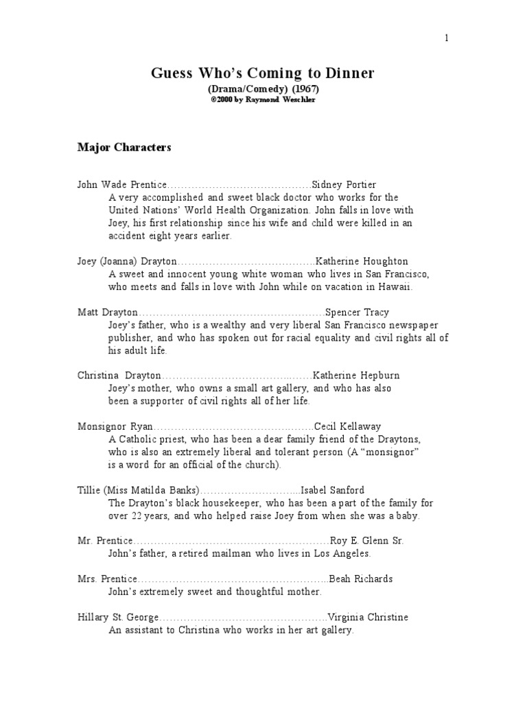 Guess Whos Coming To Dinner | PDF