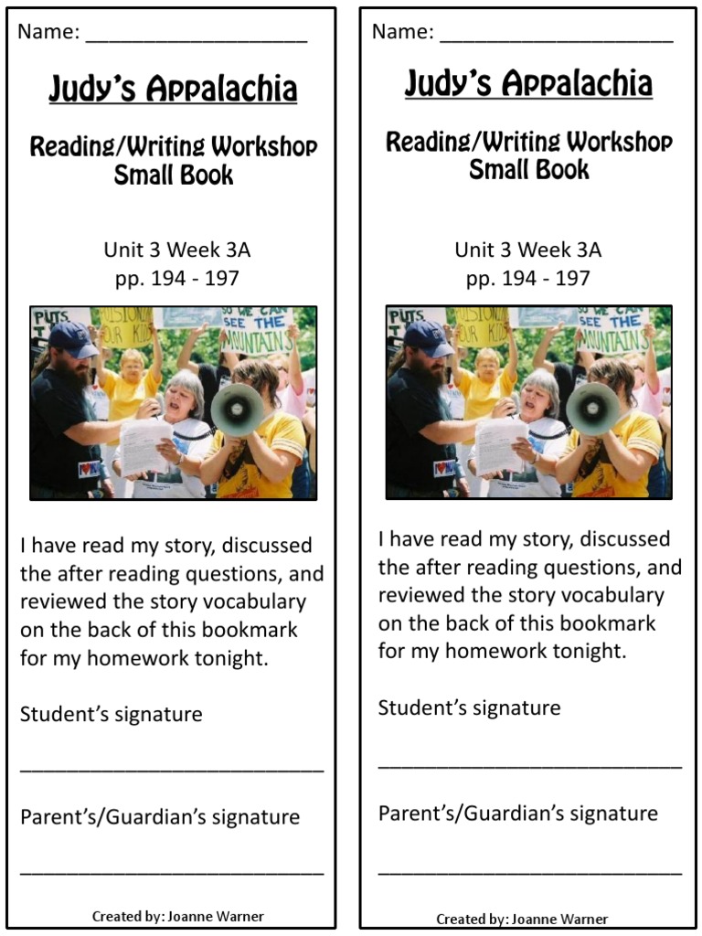 3 3a Bookmark Judys Appalachia | PDF | Learning