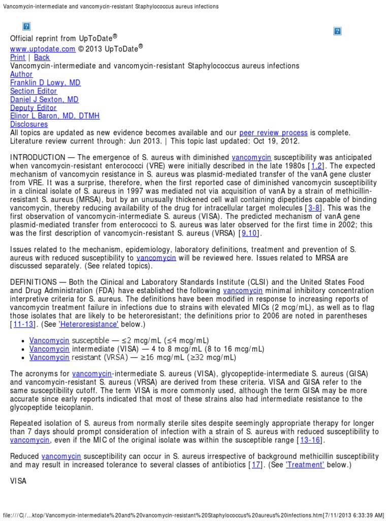 Vancomycin-Intermediate and Vancomycin-Resistant Staphylococcus Aureus ...
