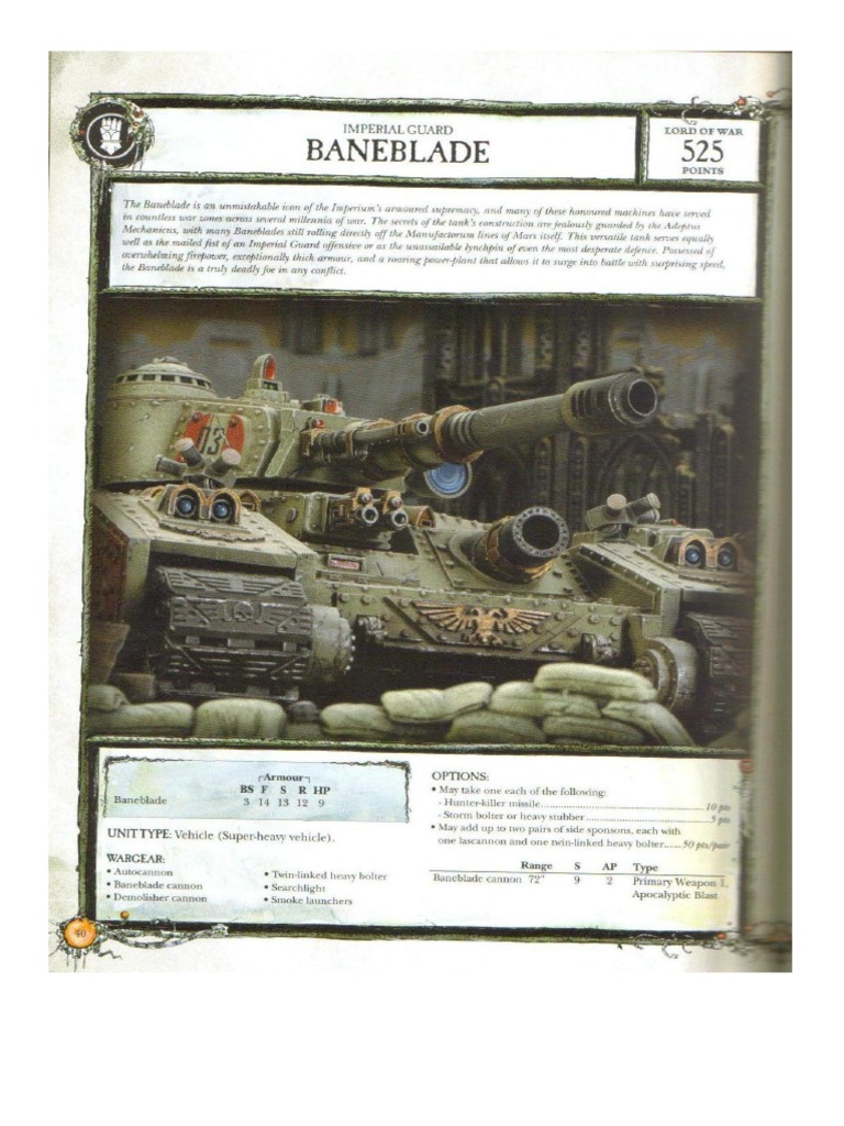 Warhammer 40K Reference Sheets | Armour | Military