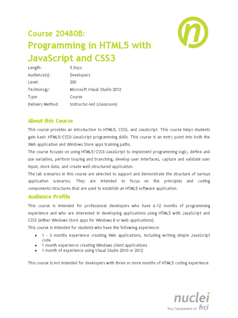 20480B Programming in HTML5 With JavaScript and CSS3 | PDF | Html5 ... 20480B Programming in HTML5 With JavaScript and CSS3 | PDF | Html5 ...