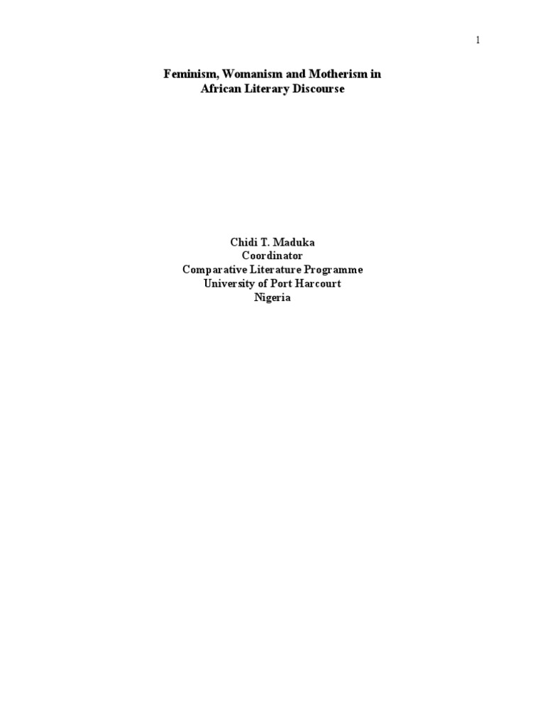 Chidi Maduka - Full Paper 61 | PDF | Feminism | Gender Studies