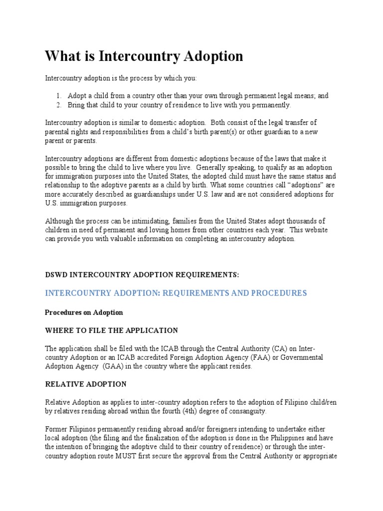 Intercountry Adoption in the Philippines | PDF | Social Science