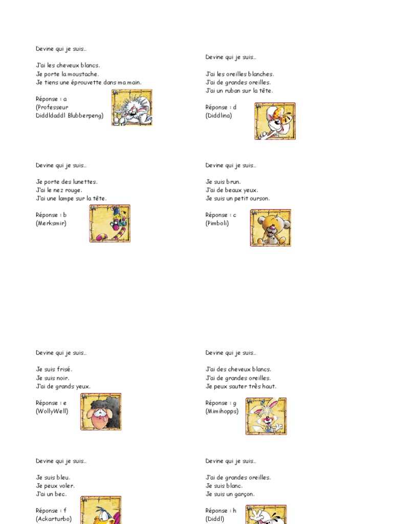 Jeu "Devine qui je suis" à imprimer | PDF