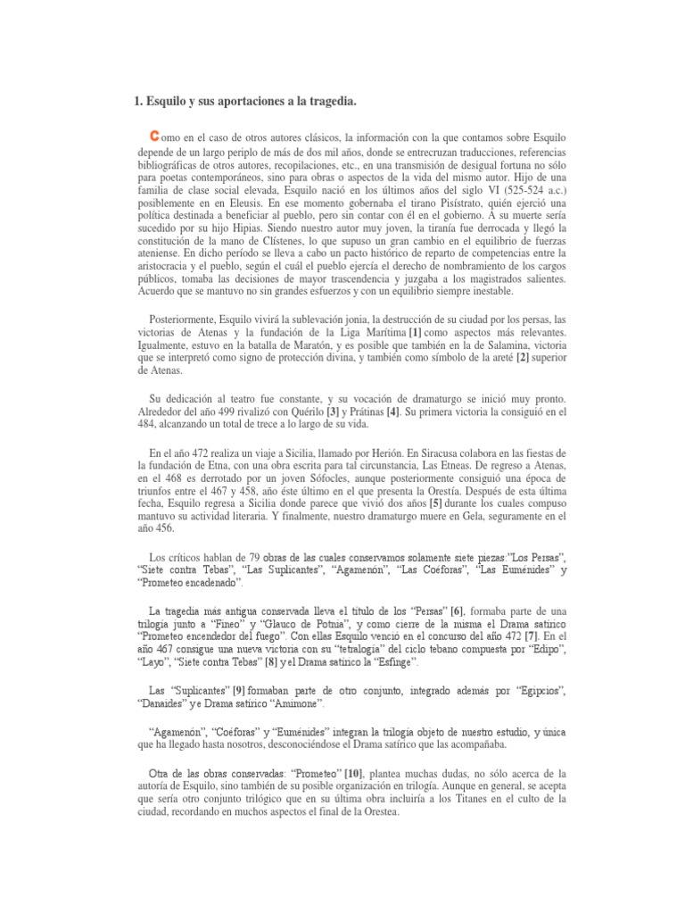 Aportaciones de Esquilo a la Tragedia | PDF | Esquilo | Tragedia griega