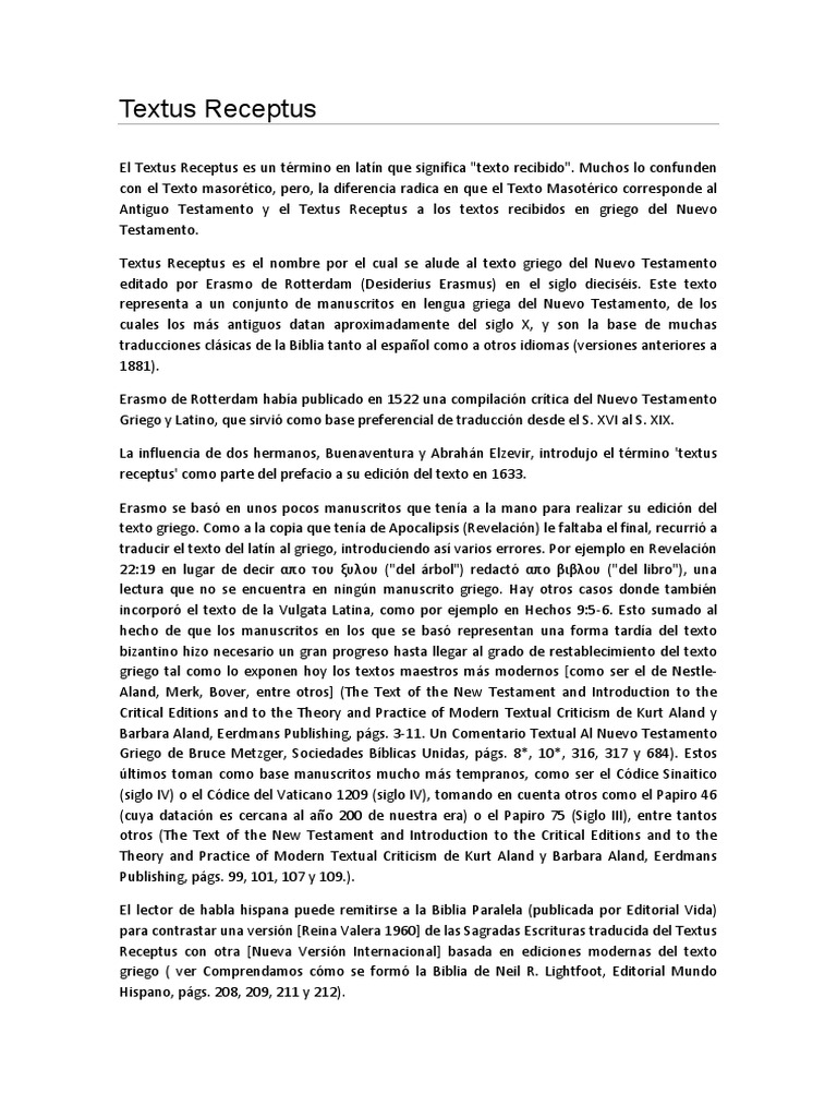Textus Receptus y La Version NVI | PDF | Literatura judía | Crítica